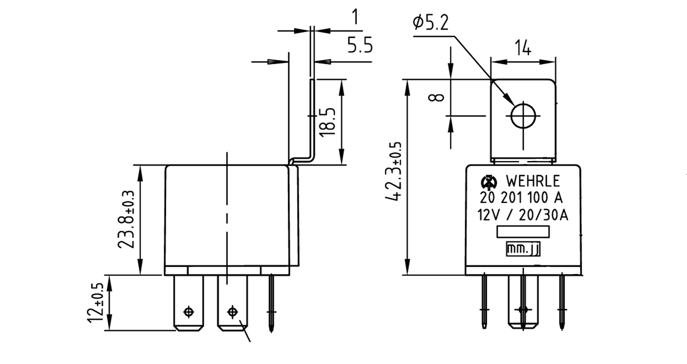Relay C.O. 12V 20/30A